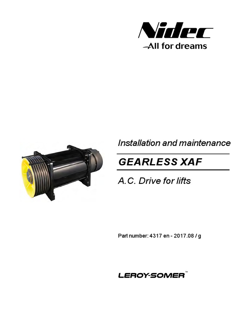 Gearless Xaf: Installation and Maintenance | PDF | Electric Motor ...