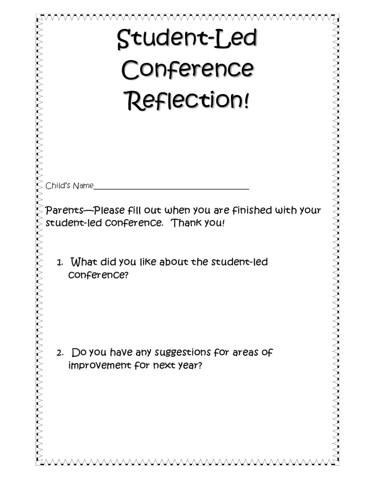 Student-Led Conference Reflection! | PDF