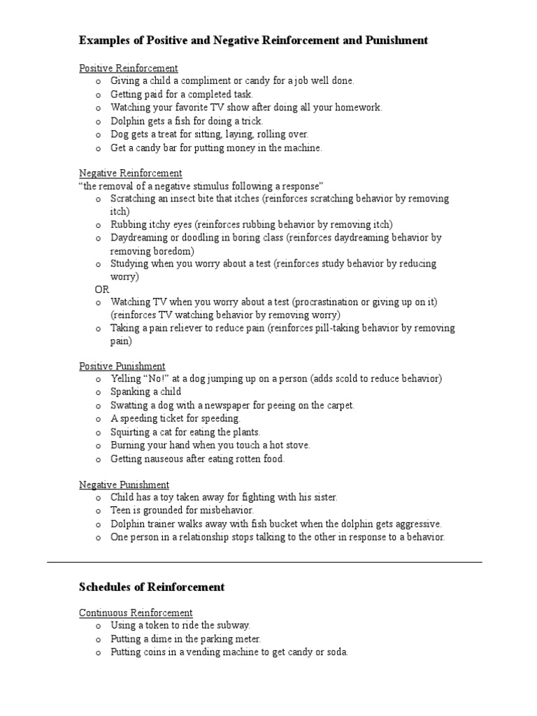 Reinforcement and Punishment and Schedules of Reinforcement | PDF ...