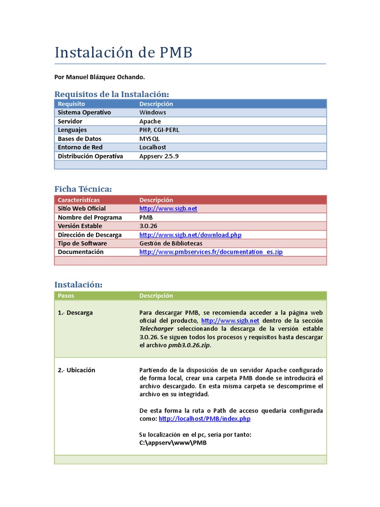 Instalación PMB | PDF | Servidor HTTP Apache | Php