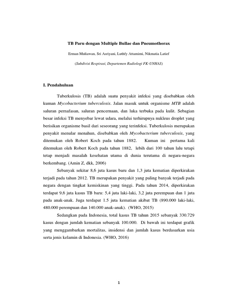 TB Paru Dengan Multiple Bullae Dan Pneumothorax: Erman Muliawan, Sri ...