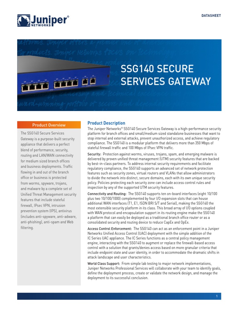 Ssg140 Secure Services Gateway: Product Overview | PDF | Virtual Private Network | Computer Network