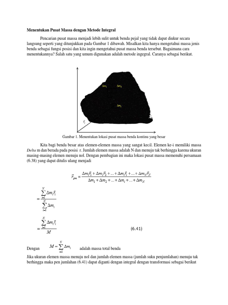 Pusat Massa dengan Metode Integral | PDF | Metode & Bahan Ajar
