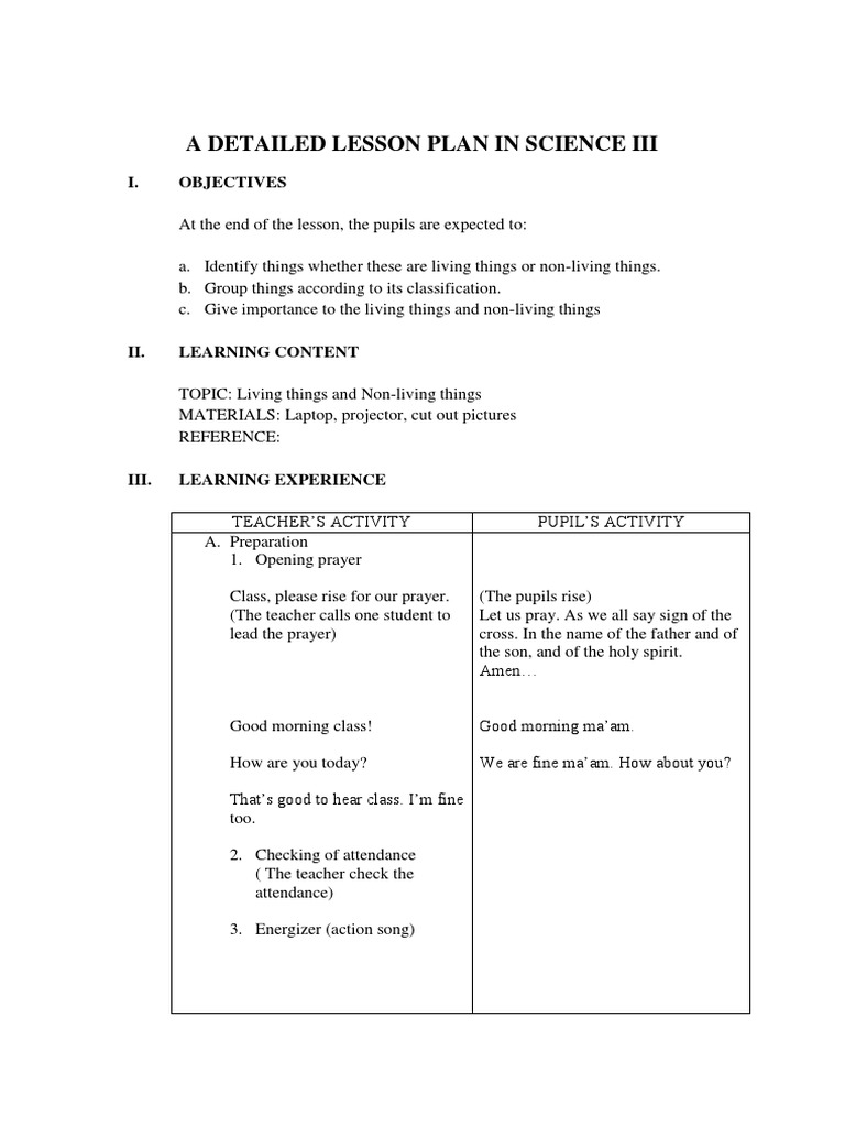 Detailed Lesson Plan | PDF | Nature