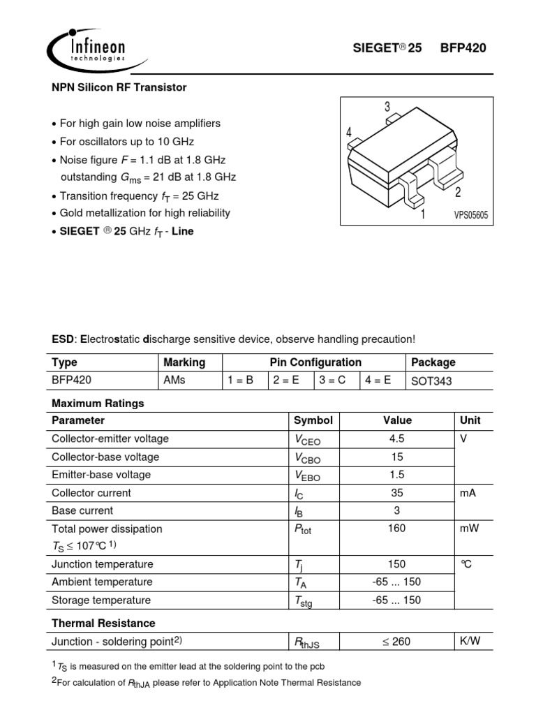 1 bfp420 | PDF | Transistor | Electrical Engineering