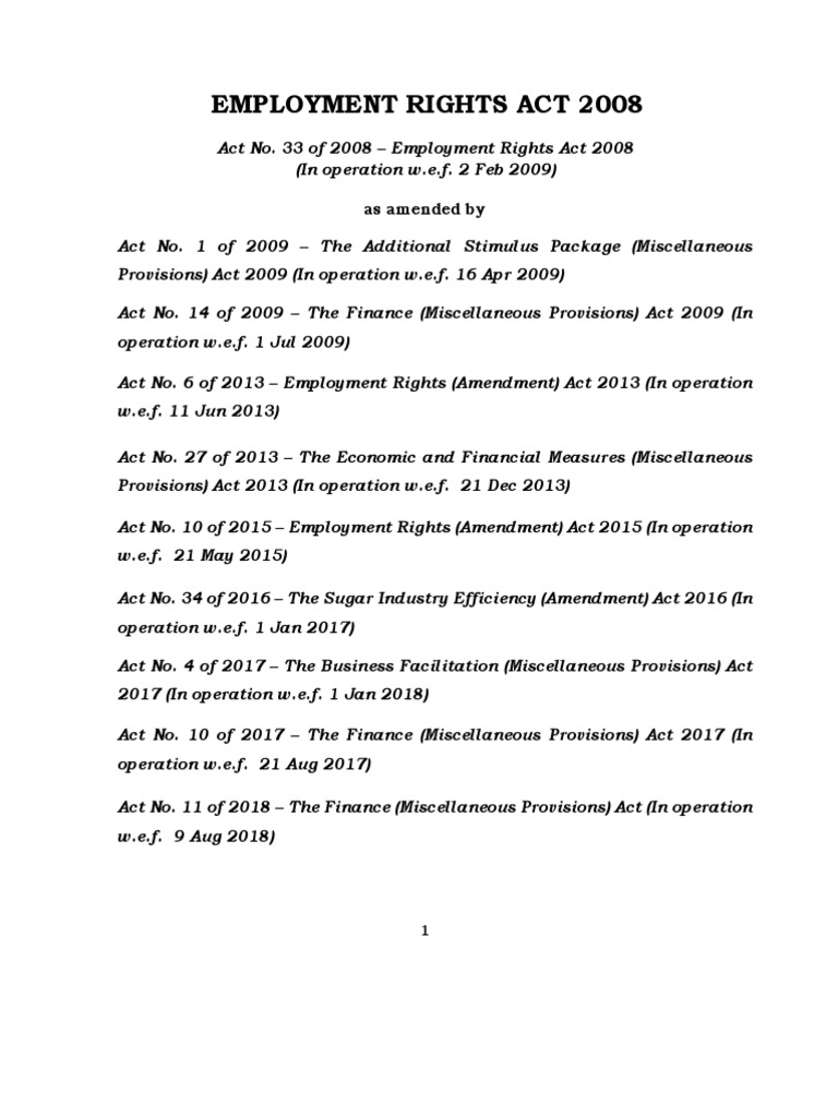 Employment Rights Act 2008: As Amended by | PDF | Overtime | Working Time