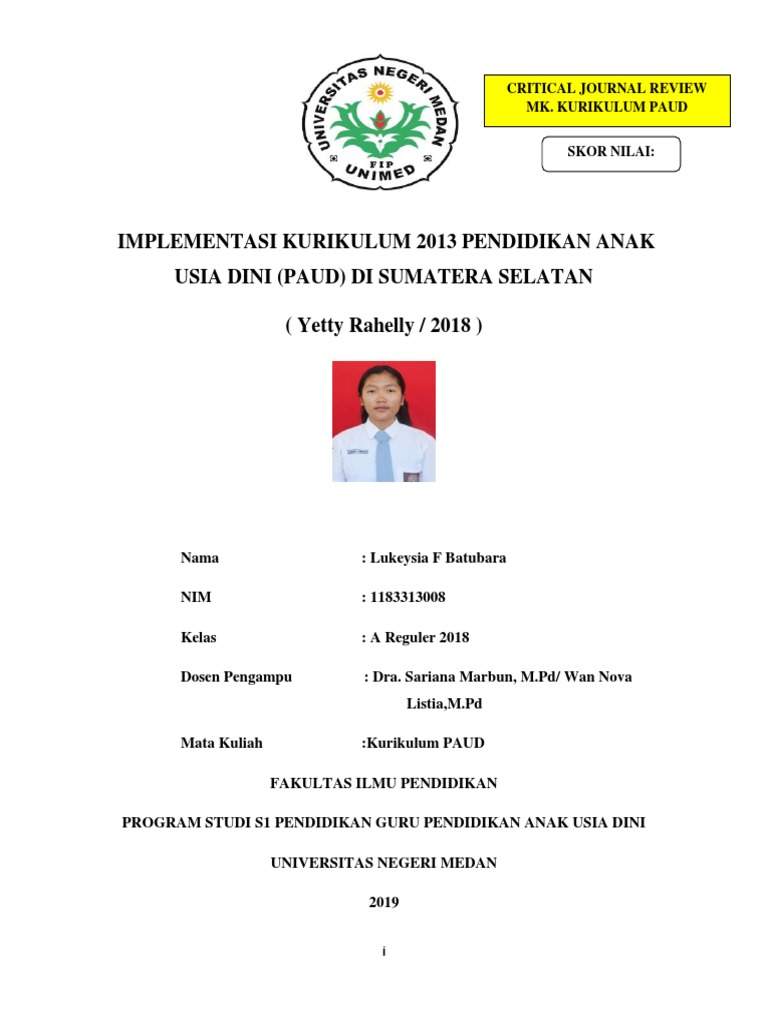CJR Kurikulum Paud Lukeysia Batubara | PDF