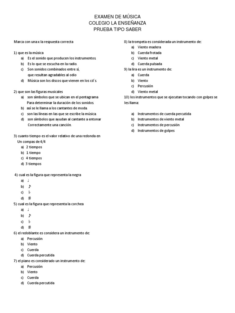 Examen de Música | PDF