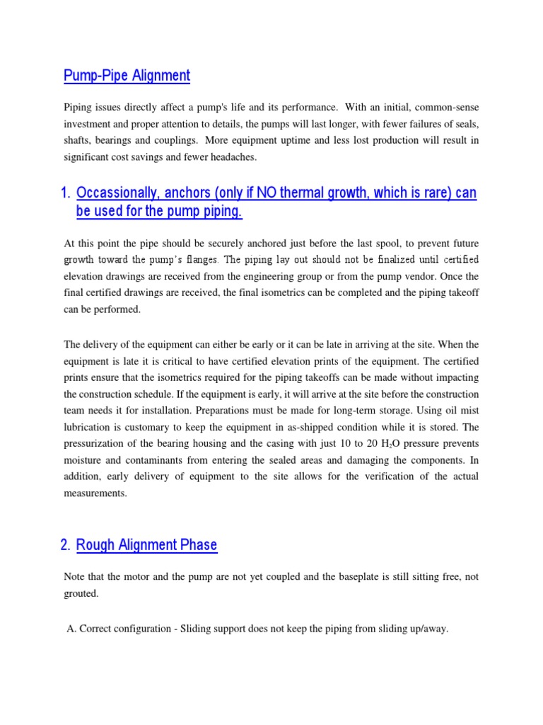 Pump-Pipe Alignment | PDF | Pump | Bearing (Mechanical)