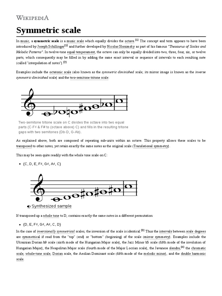 Symmetric Scale | PDF | Scale (Music) | Pitch (Music)