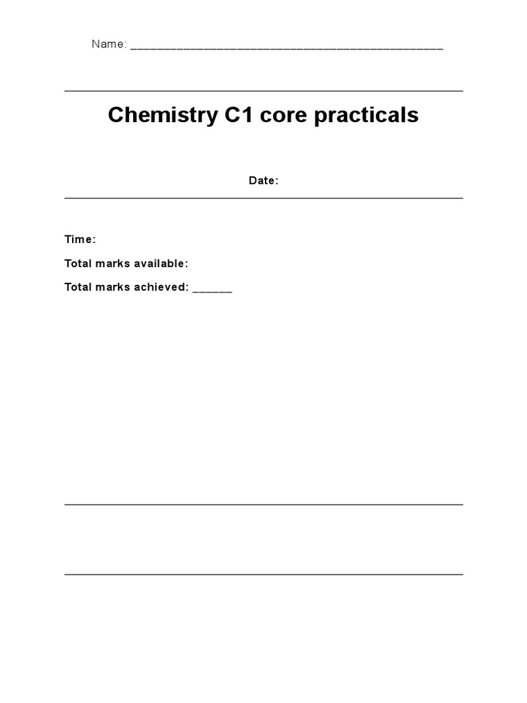 Chemistry C1 Core Practicals Guide | PDF | Titration | Chemistry