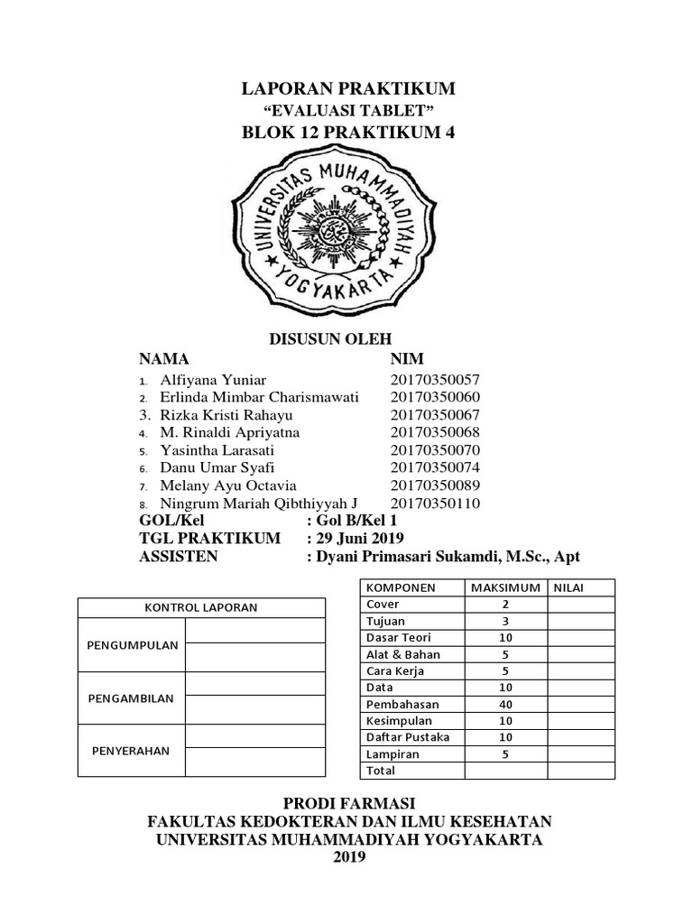 Laporan Eval Tablet | PDF