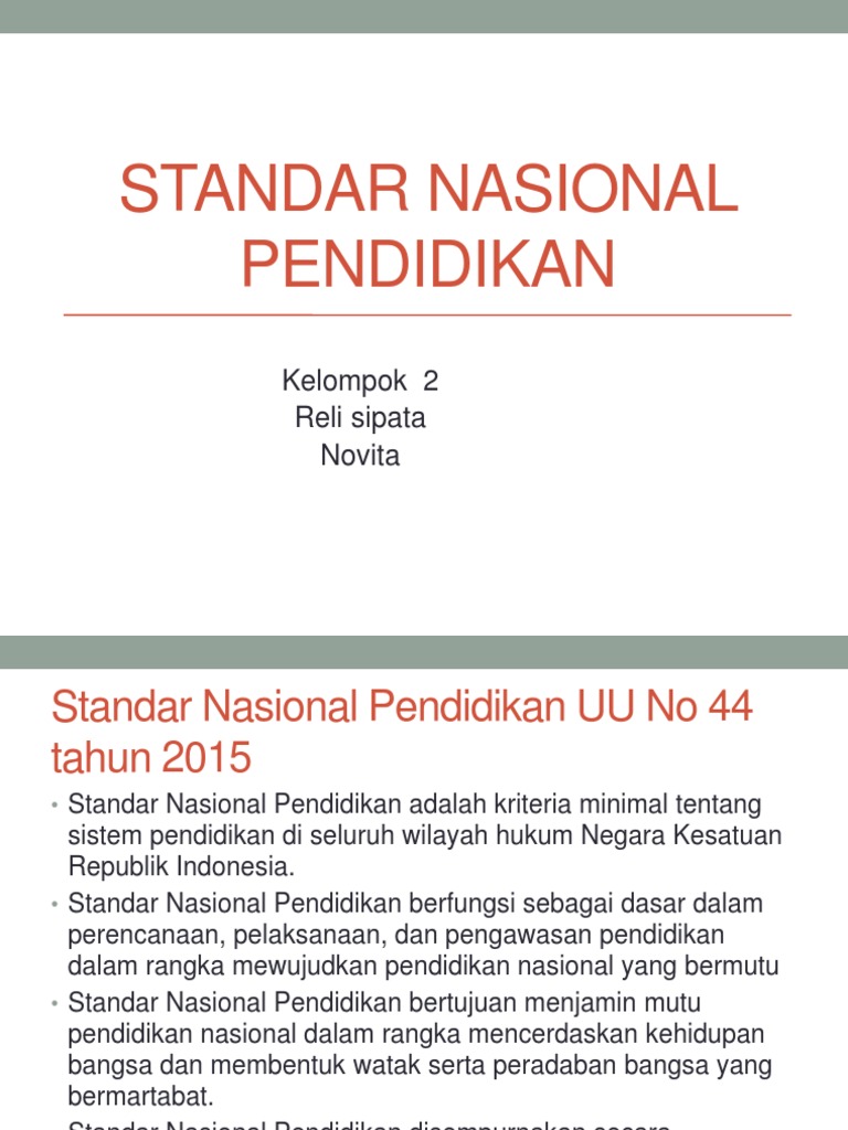 Standar Nasional Pendidikan | PDF