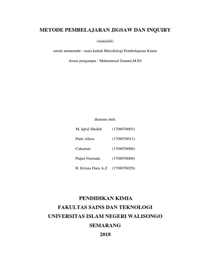 Metode Pembelajaran Jigsaw Dan Inquiry | PDF