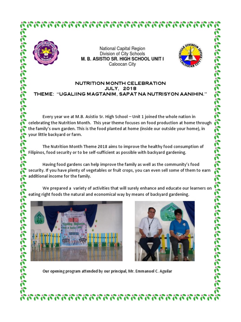 Nutrition Month Celebration | PDF | Foods | Food Industry