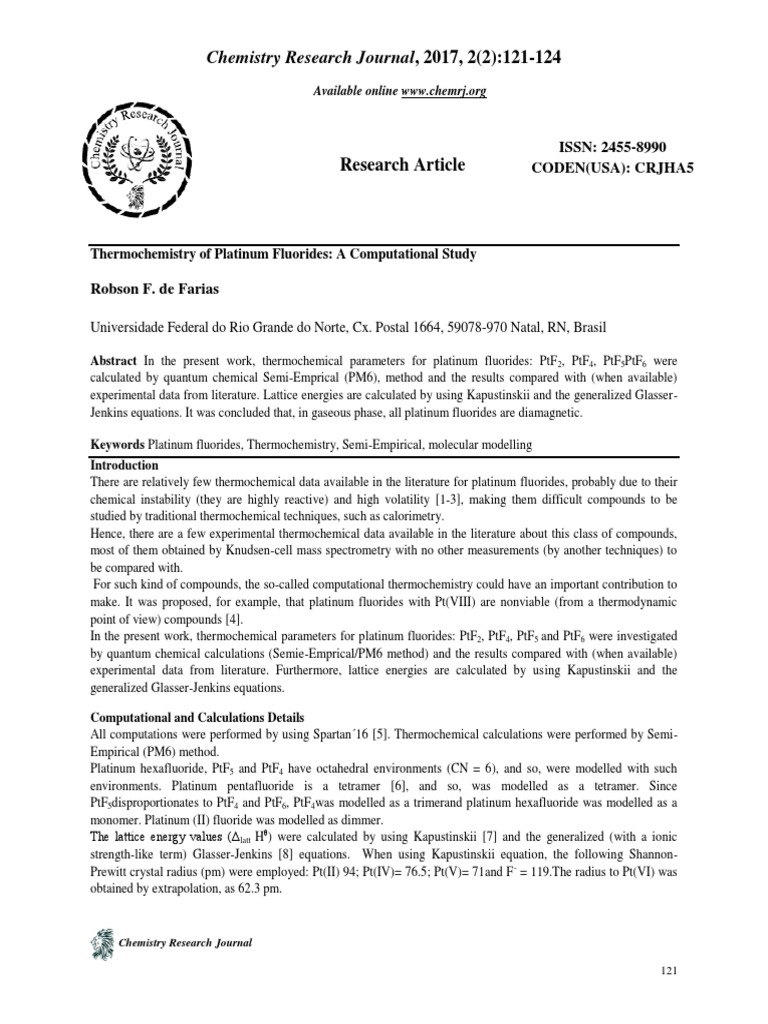 Chemistry Research Journal, 2017, 2 (2) :121-124 | PDF | Inorganic ...