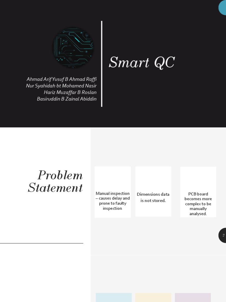 Smart QC: Ahmad Arifyusuf B Ahmad Raffi Nur Syahidah BT Mohamed Nasir ...