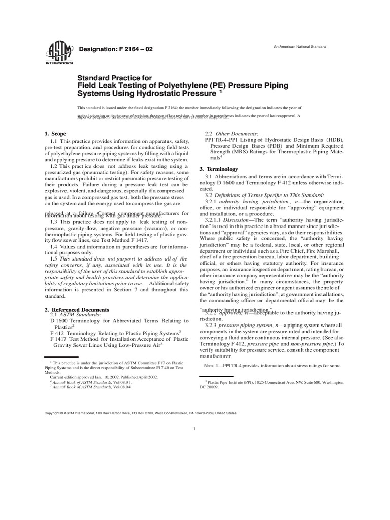 Astm f2164 PDF | PDF | Leak | Pressure