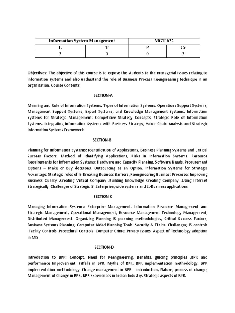 Management Information System Syllabus | PDF | Information System ...