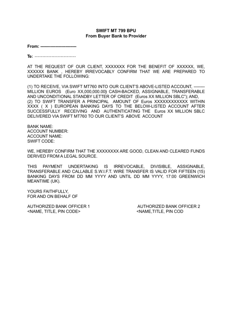 Swift MT 799 Bpu | PDF