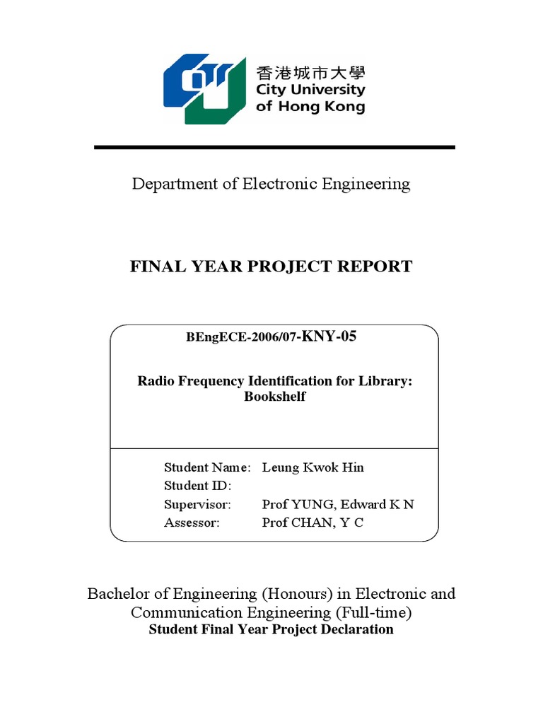 Department of Electronic Engineering: Final Year Project Report | PDF ...
