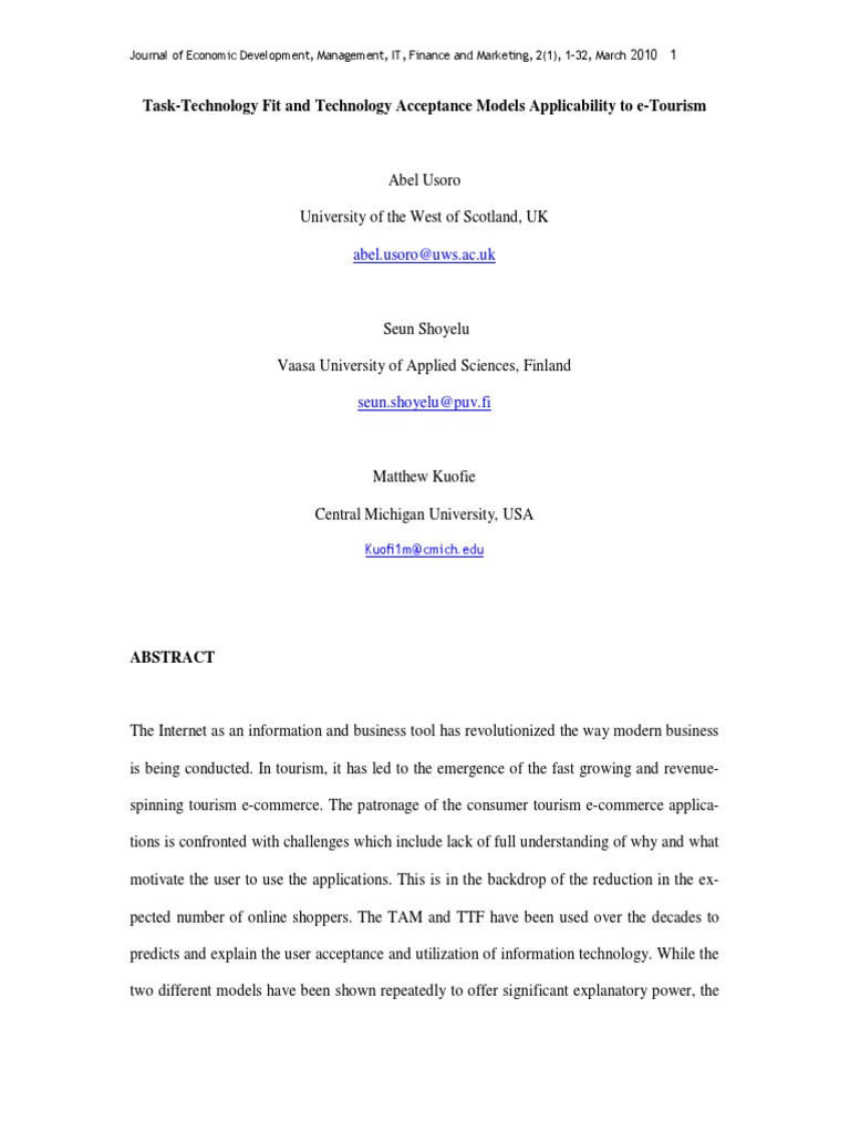Task-Technology Fit and Technology Accep PDF | PDF | E Commerce | Business