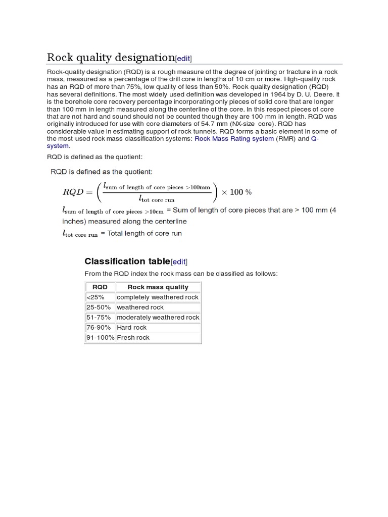 Rock Quality Designation | PDF