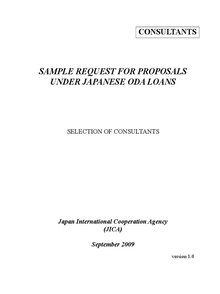 Sample Request For Proposals Under Japanese Oda Loans: Consultants ...