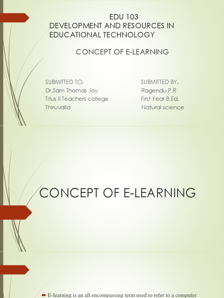 EDU 103 Development and Resources in Educational Technology: Concept of ...