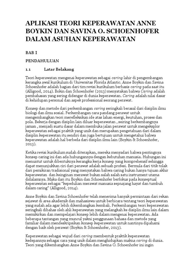 Teori Keperawatan Anne Boykin Dan Savina O. Schoenhofer | PDF