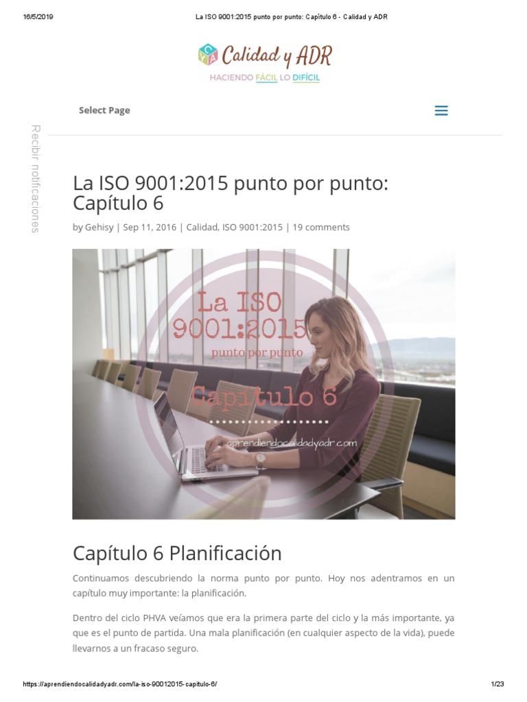 La ISO 9001 - 2015 Punto Por Punto - Capítulo 6 - Calidad y ADR | PDF | Calidad (comercial ...