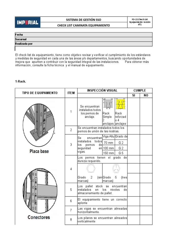 FO-22 Check List Rack
