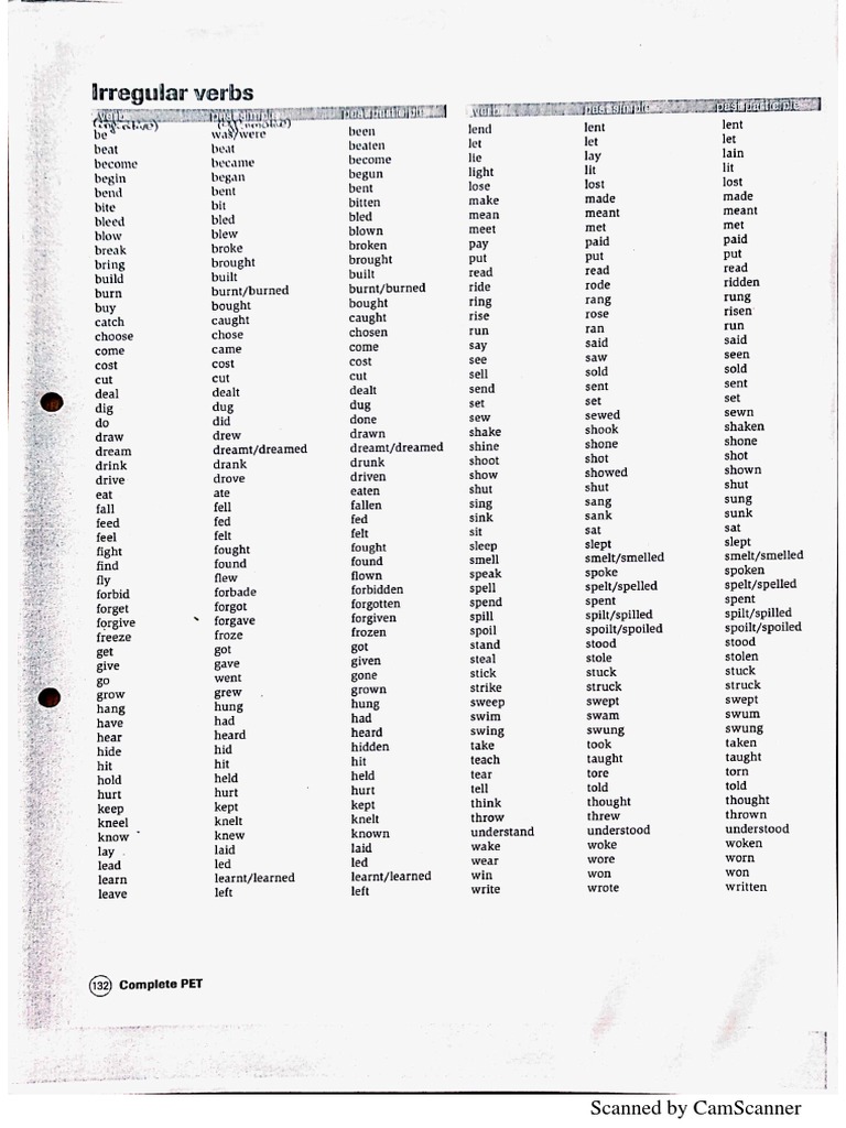 Irregular Verbs | PDF