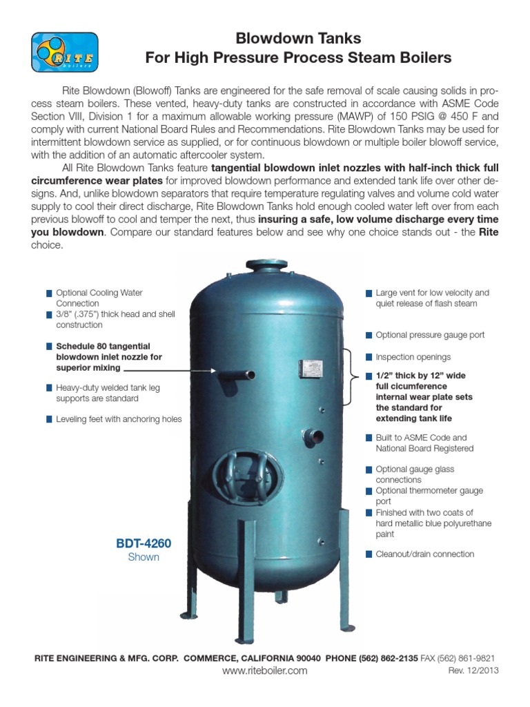 Hps Blowdown Tanks | PDF | Boiler | Valve