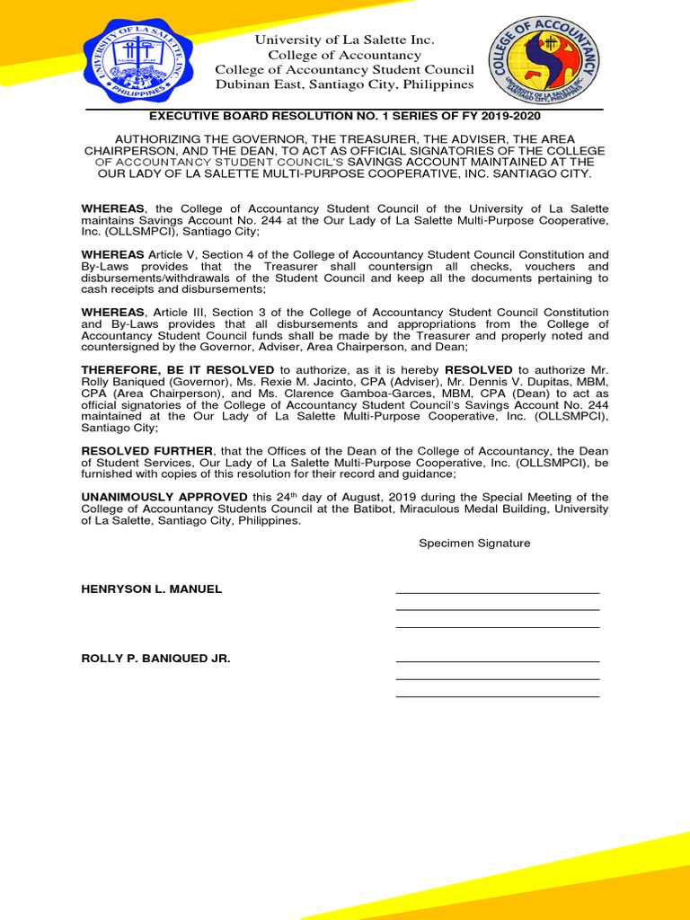 University of La Salette Inc. College of Accountancy College of ...