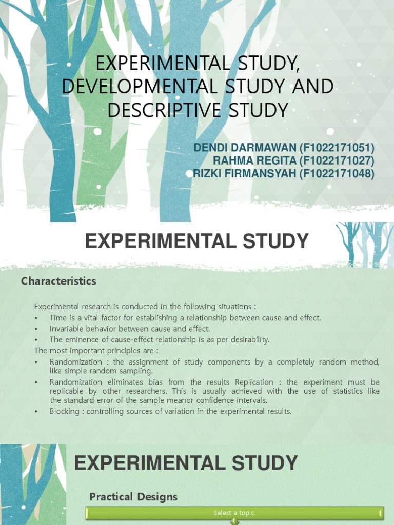 Experimental Study, Developmental Study and Descriptive Study | PDF ...