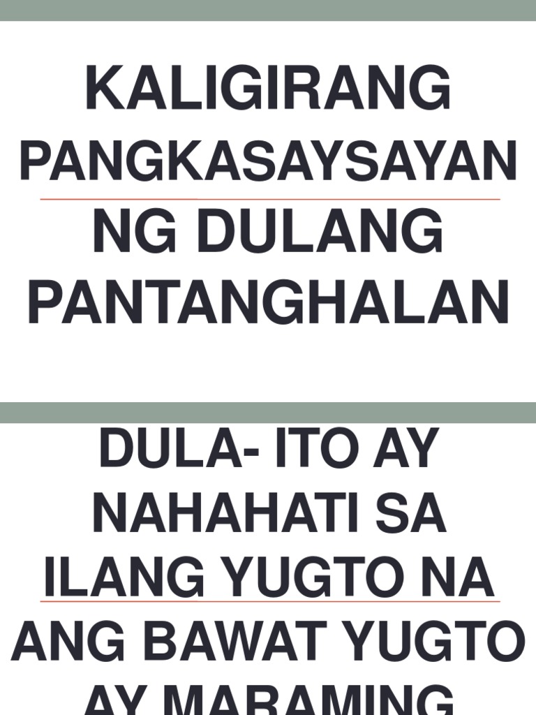 Kaligirang Pangkasaysayan NG Dulang Pantanghalan | PDF