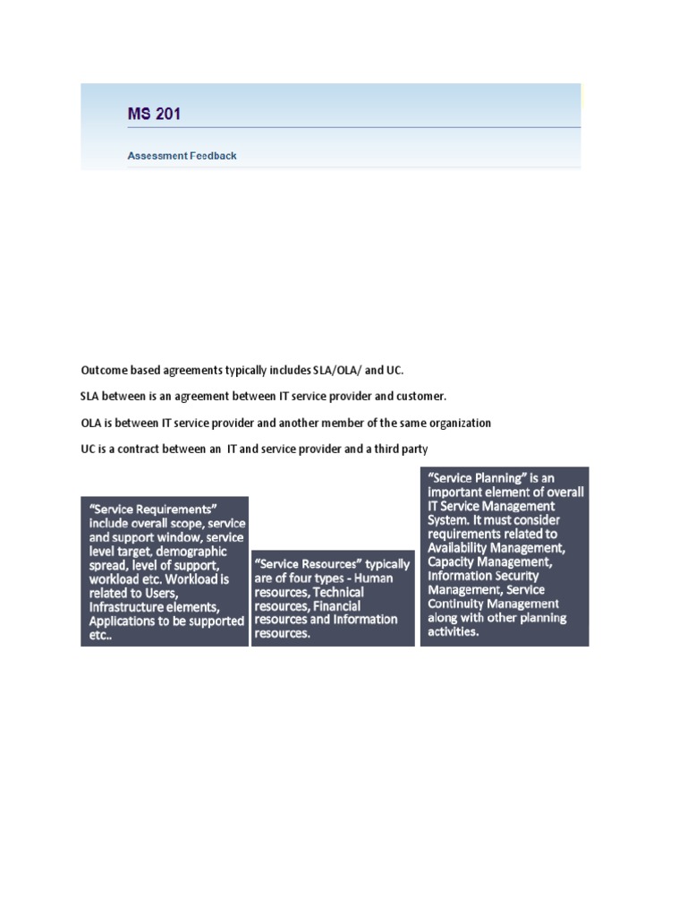 Outcome based agreements include SLA, OLA and UC definitions | PDF
