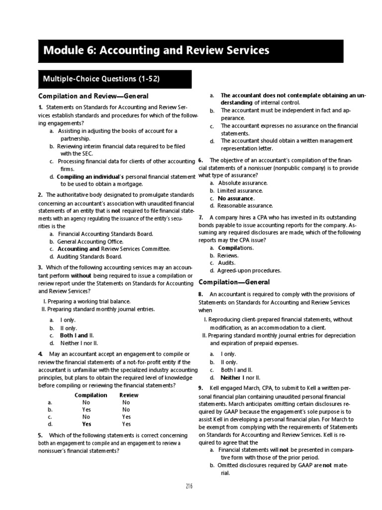 Wiley Module 6 Acconting and Review Serv PDF | PDF | Auditor's Report ...