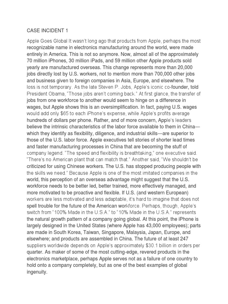 Case Incident 1 | PDF | Apple Inc. | I Phone