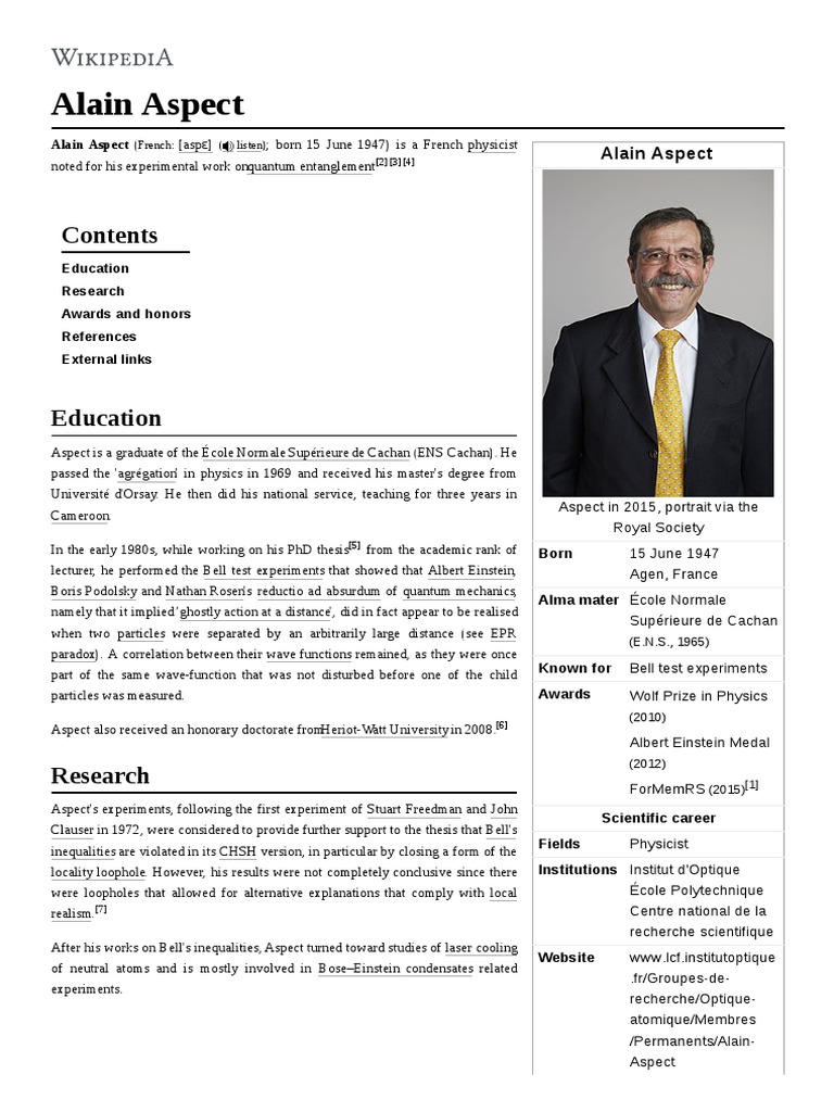 Alain Aspect | PDF | Scientific Theories | Condensed Matter Physics