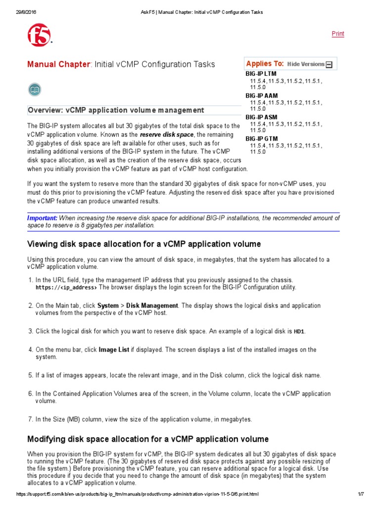 Initial VCMP Configuration Tasks: Manual Chapter | PDF | Ip Address ...