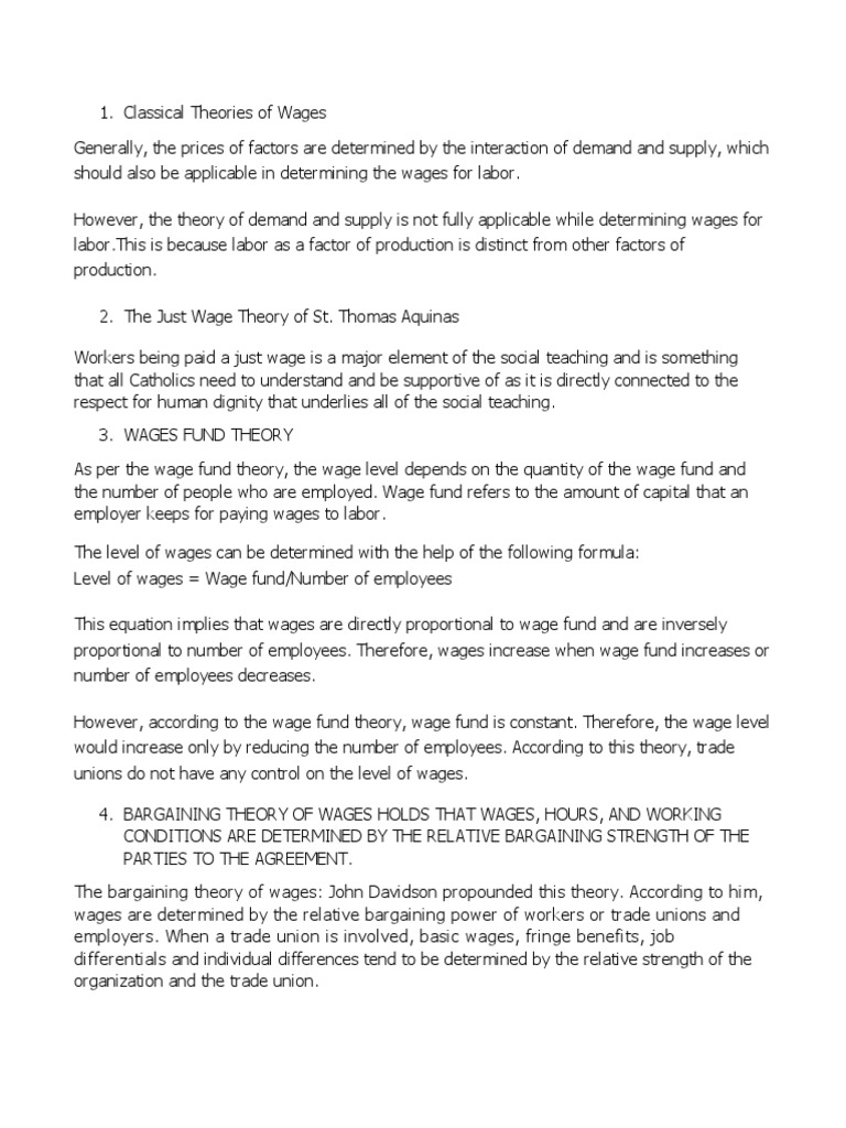 Classical Theories of Wages | PDF | Value (Economics) | Labour Economics
