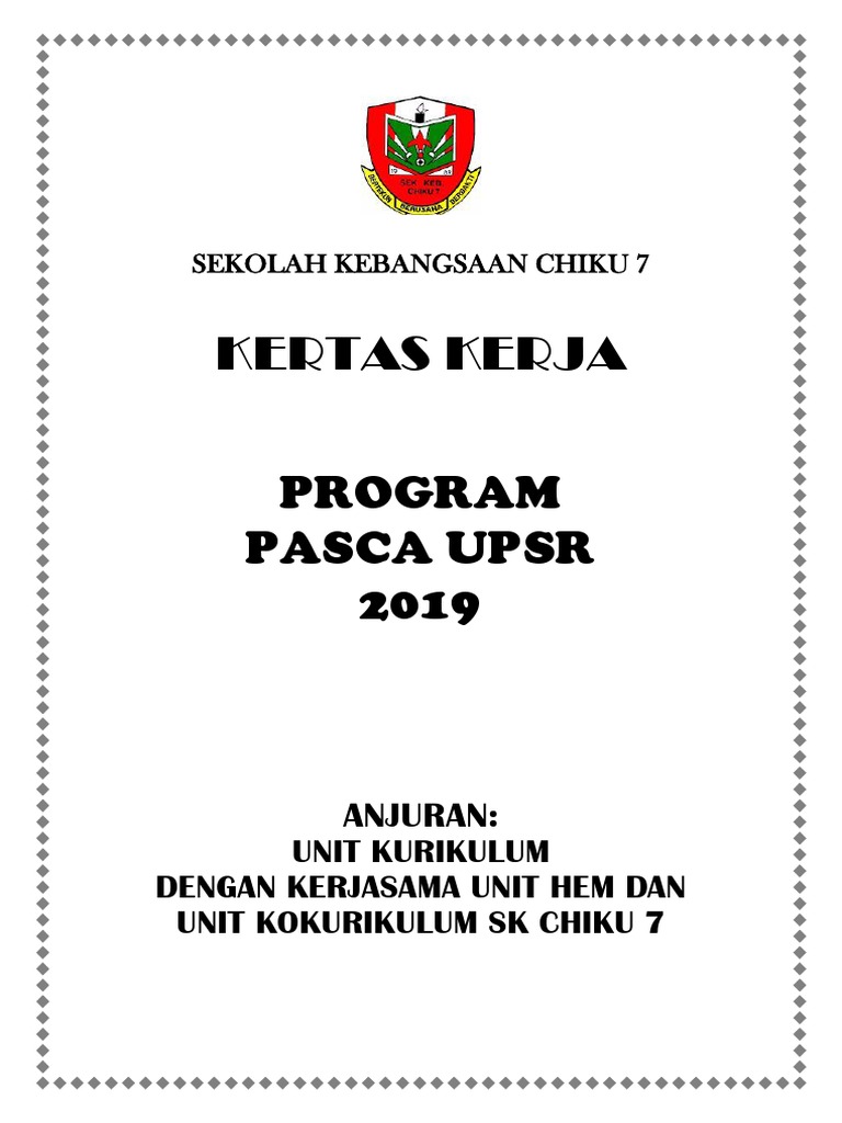 Kertas Kerja Program Pasca UPSR 2019 | PDF