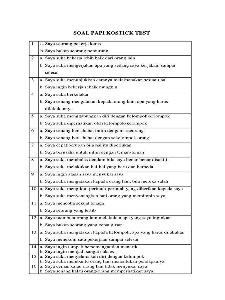 Papi Kostick Test | PDF