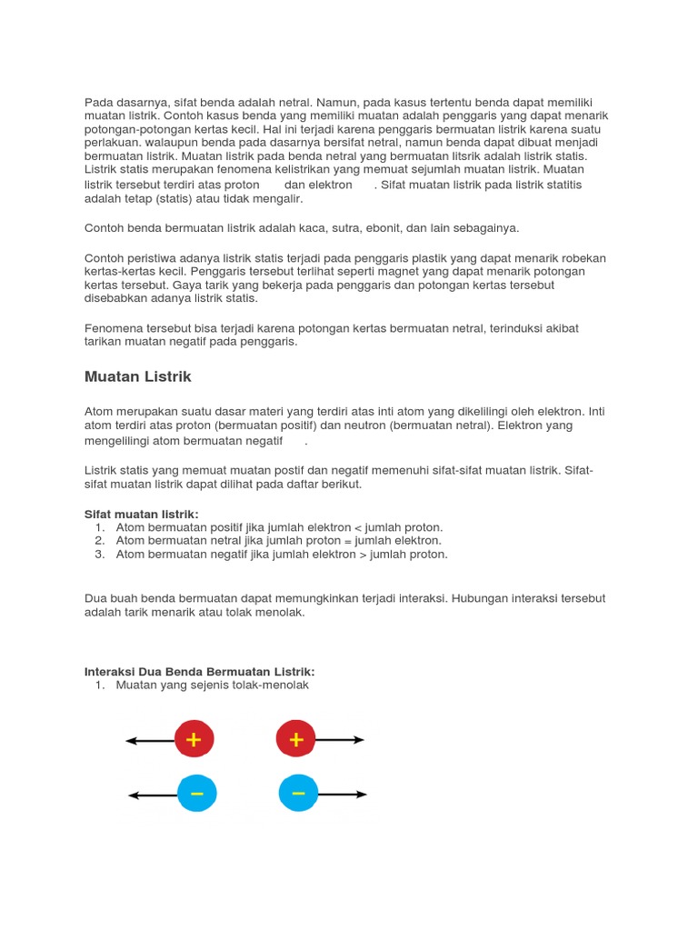 Sifat dan Interaksi Muatan Listrik Statik | PDF | Sains & Matematika