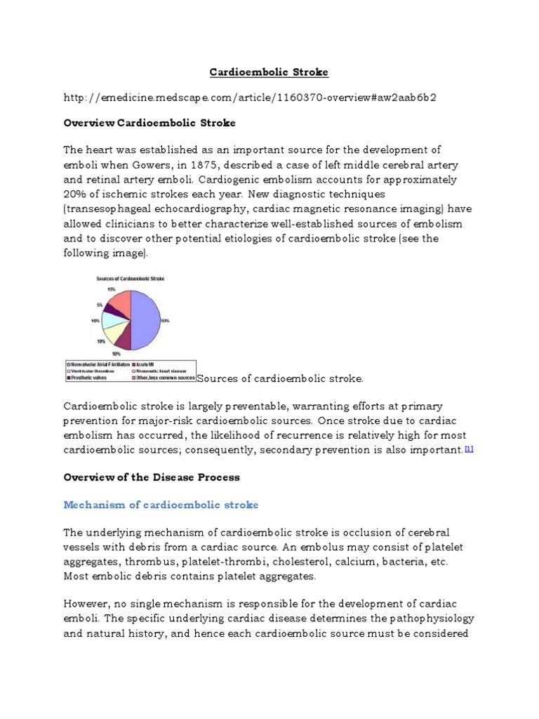 Understanding Cardioembolic Stroke Causes | PDF | Stroke | Embolism