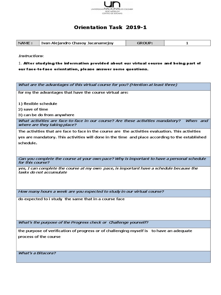Orientation Task 2019-1 | PDF | Cognitive Science | Teaching