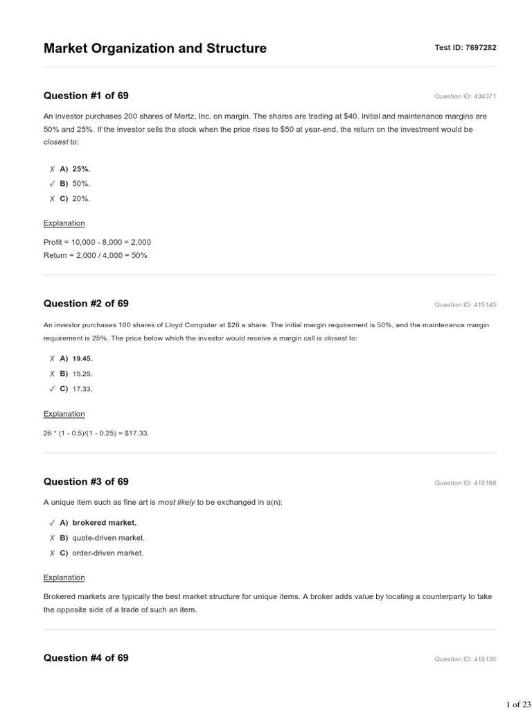 01 Market Organization and Structure PDF | PDF | Margin (Finance ...