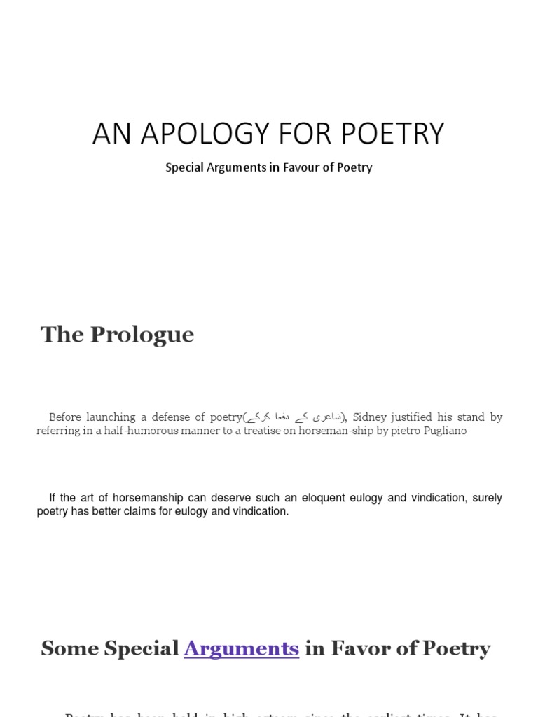 Apology For Poetry | PDF | Poetry